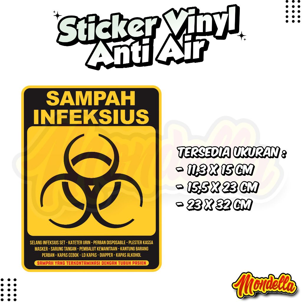 Jual Sticker Vinyl Anti Air Stiker Jenis Sampah Infeksius Medis Organik ...