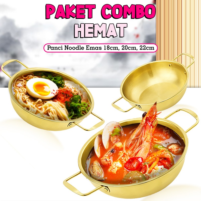 Jual (SS) Paket Combo Hemat Panci Noodle Emas 3in1 Ukuran 18cm+20cm+22cm | Shopee Indonesia