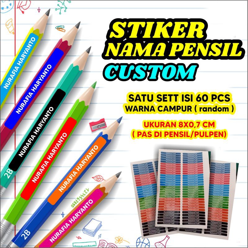 Jual STICKER PENSIL / PULPEN / ALAT TULIS. ORDER HARI INI BESOK ...