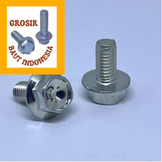 Jual (10set baut+mur /20pcs baut) Baut Flange Kunci 10 Panjang 1.2cm ...