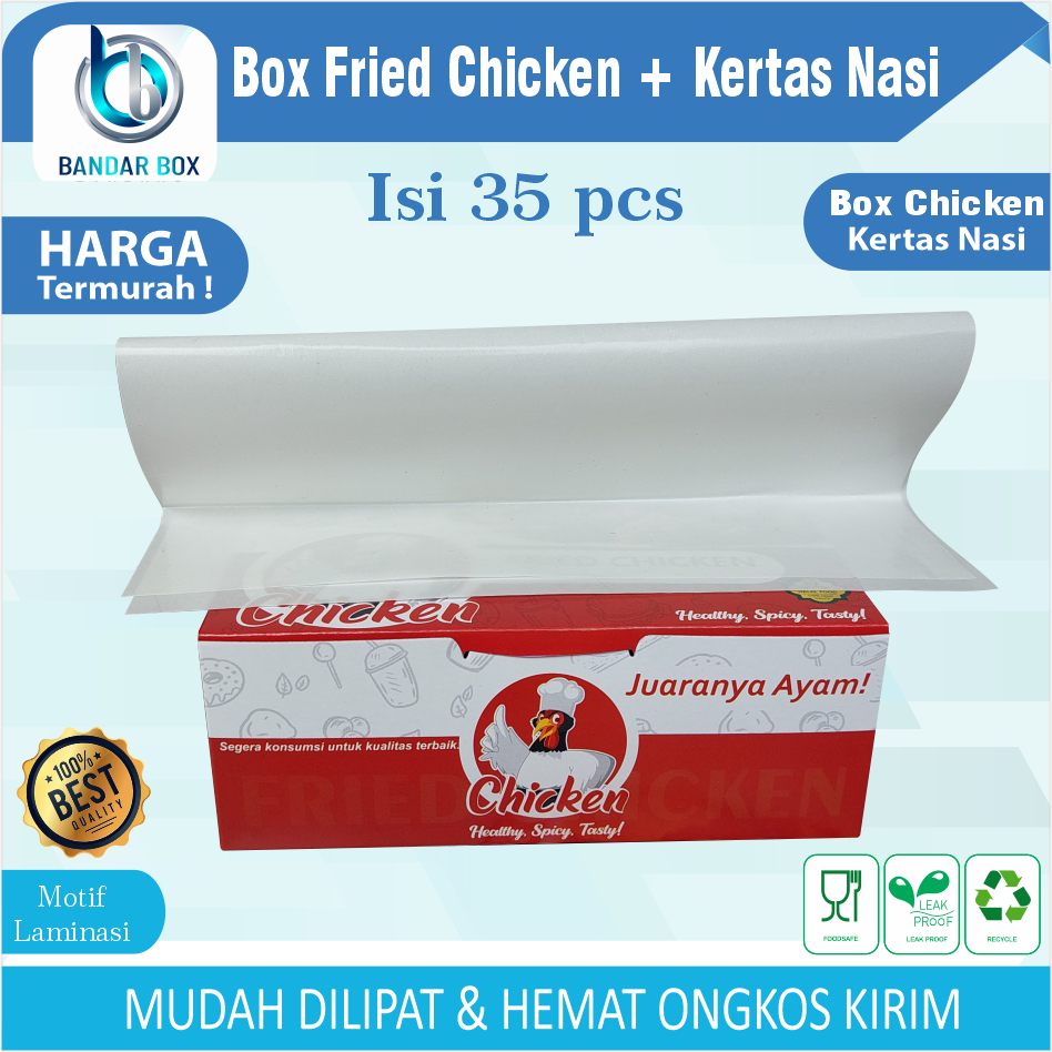 Jual Box Fried Chicken + Kertas ivory Nasi Kotak Ayam Lunc Box Paper ...
