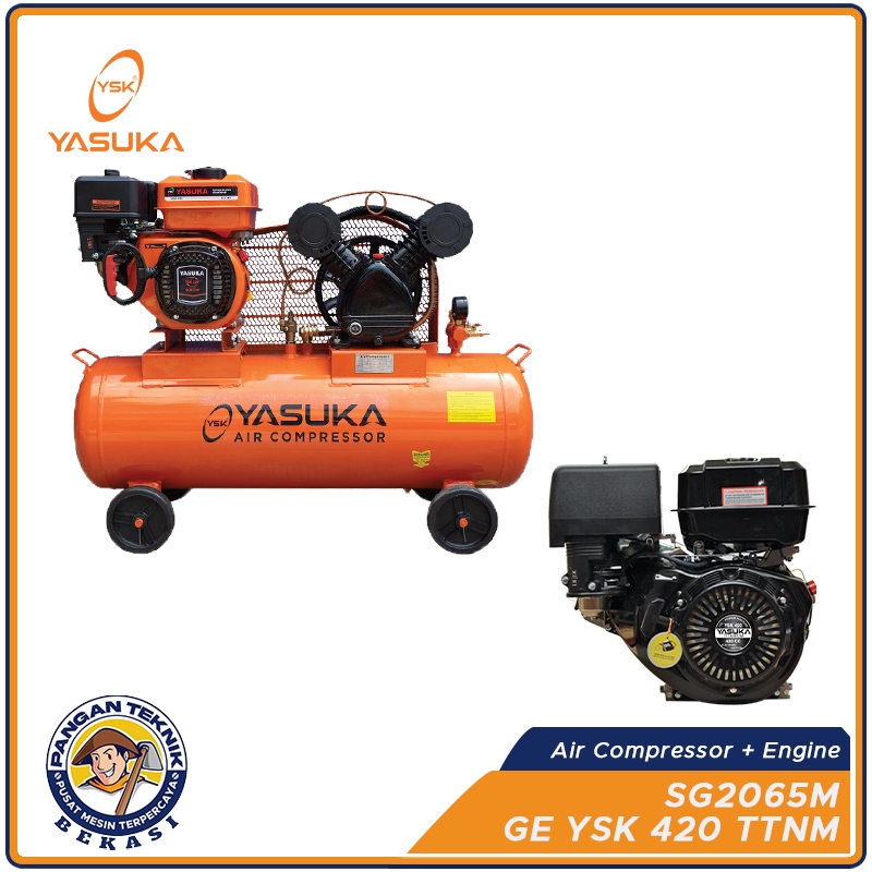 Jual Mesin Usaha Kompresor Yasuka Set Penggerak Bensin | 1 HP 90 L ...