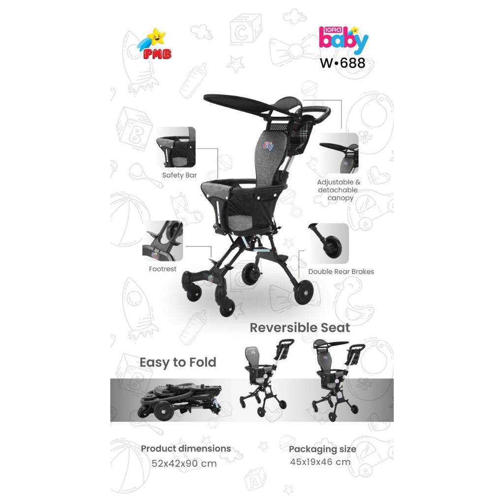 Jual Baby Stroller Microtrike PMB W-688 / Magic Stroller PMB W 688 ...