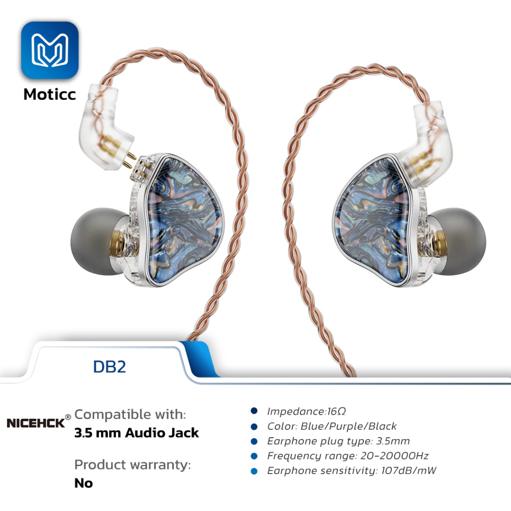 Jual NICEHCK DB2 Wired Earbud IEM 1DD+1BA Hybrid Dual Driver HiFi ...