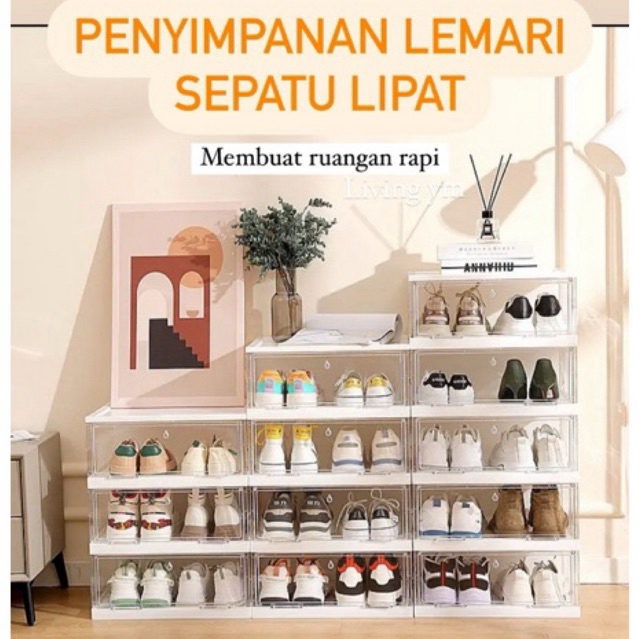Jual RAK SEPATU TRANSPARAN RAK SEPATU ANTI DEBU BAHAN PLASTIK LEMARI ...