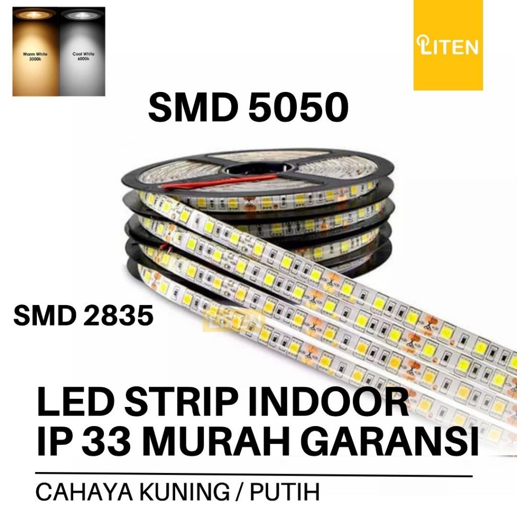 Jual Lampu LED STRIP 5050 SMD 2835 DC 12V 60 Mata per 5 Meter IP33 ...