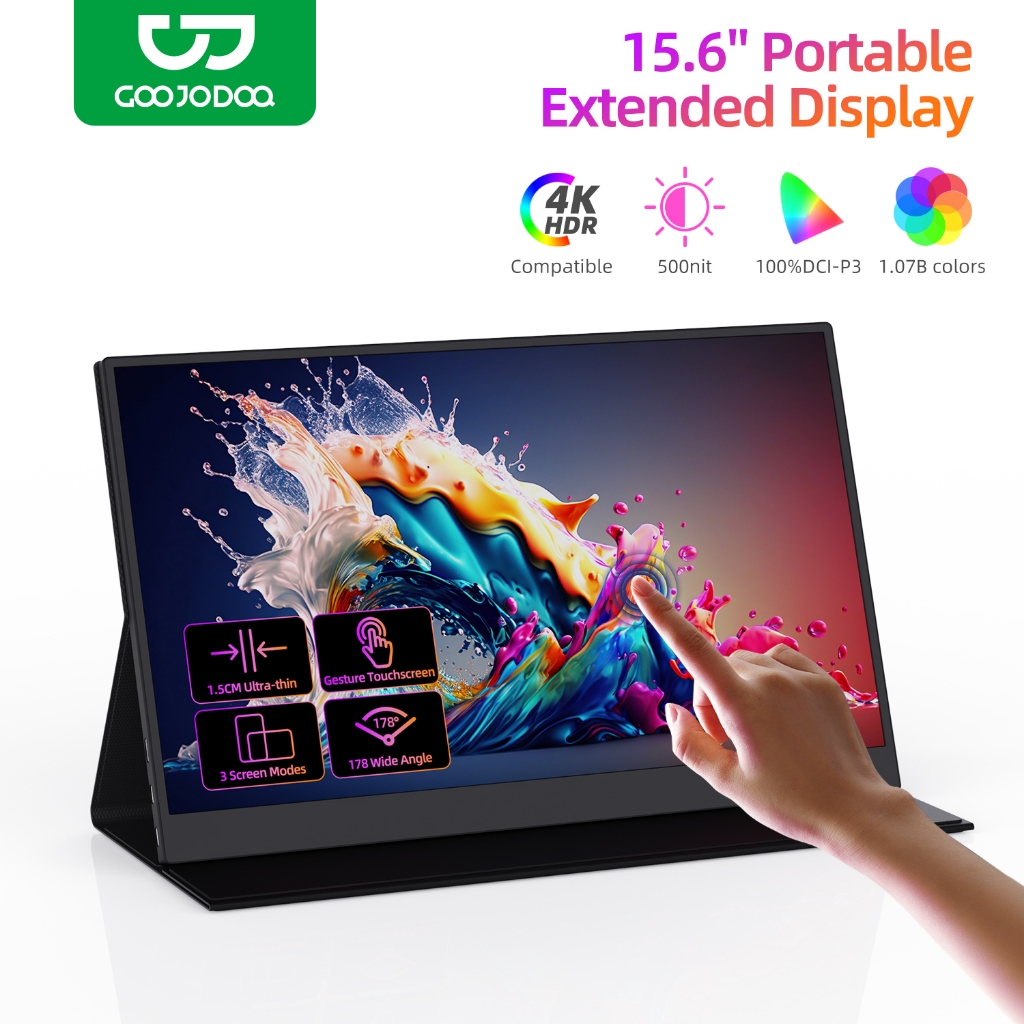 Jual GOOJODOQ Portable Monitor Touch Screen 15.6'' 1920*1080P 4K with ...