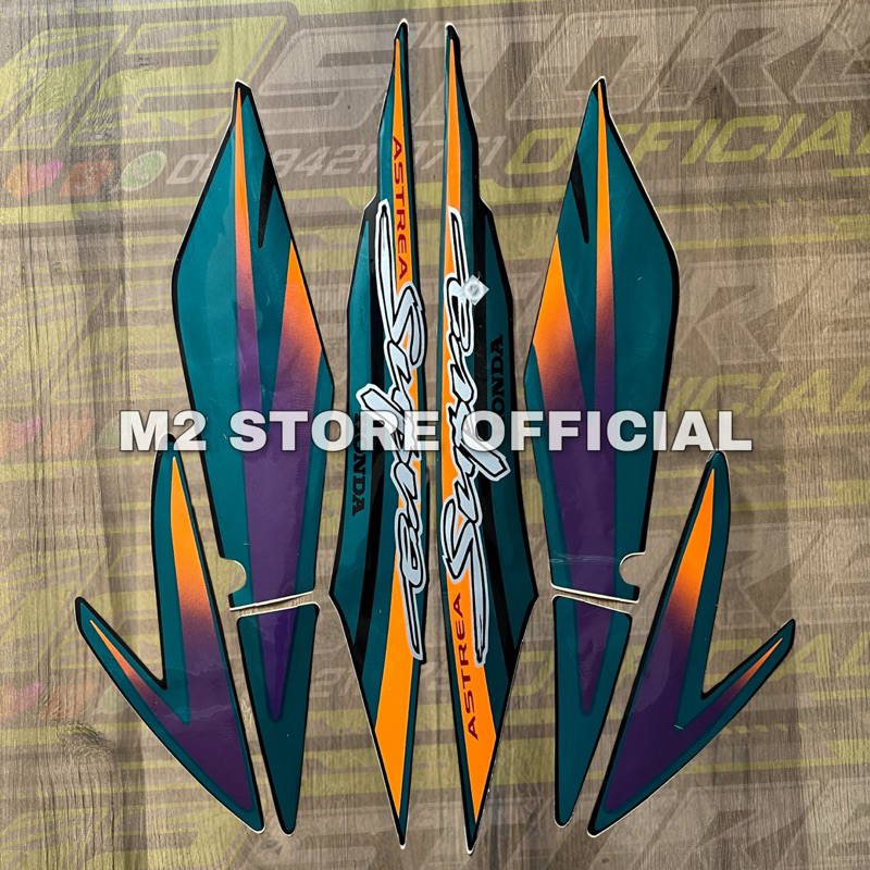Jual striping Honda supra 110 1997 1998 hitam hijau lis ungu sticker ...