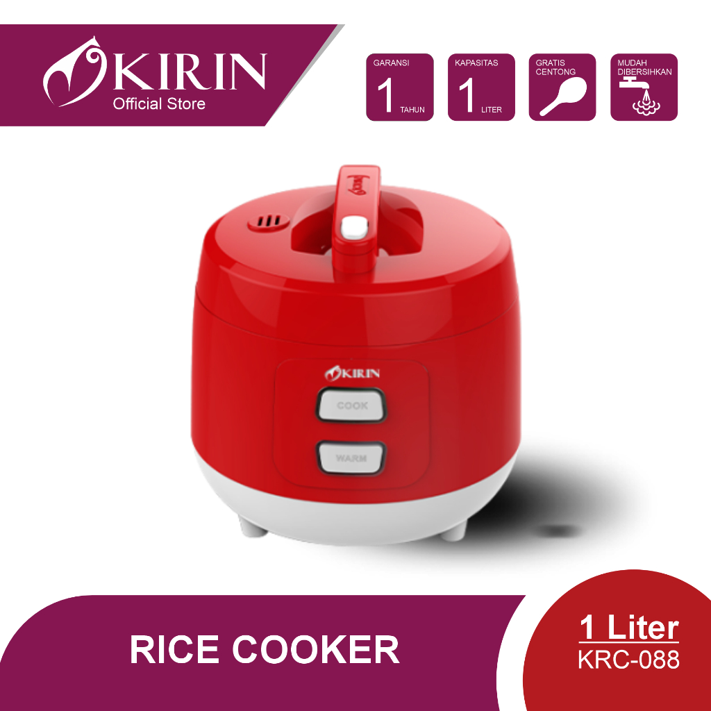 Jual Kirin KRC-088 Rice Cooker 2 in 1 - Penanak Nasi 1 Liter, Ideal ...