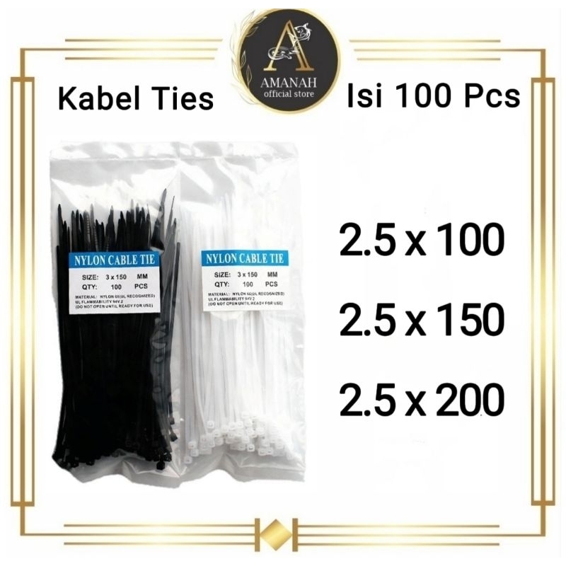Jual Kabel Ties 1Pack isi 100PCS , 2.5 x 10cm , 15cm , 20cm Kabel Tie ...