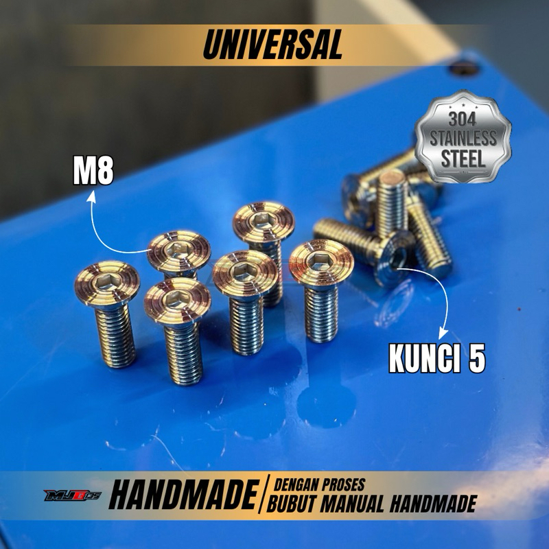 Jual BAUT DRAT 12 BAUT M8 COSTUM SLIM SPIRAL HANDMADE STAINLESS | Shopee Indonesia