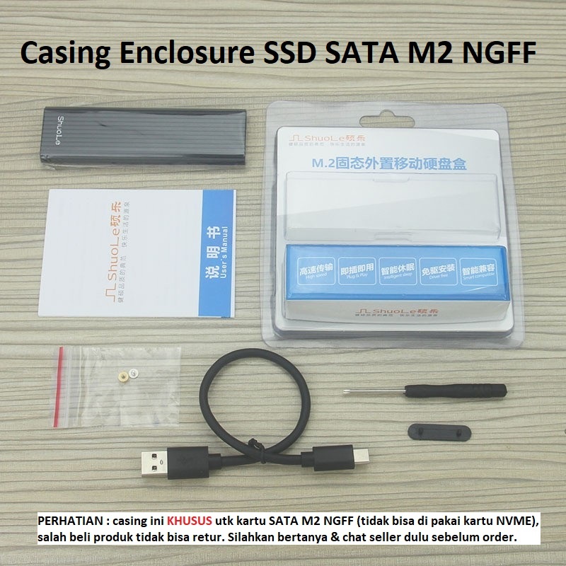 Jual Casing SSD M2 NGFF SATA USB3.0 Type-C SSD Enclosure SHUOLE-TN05 ...
