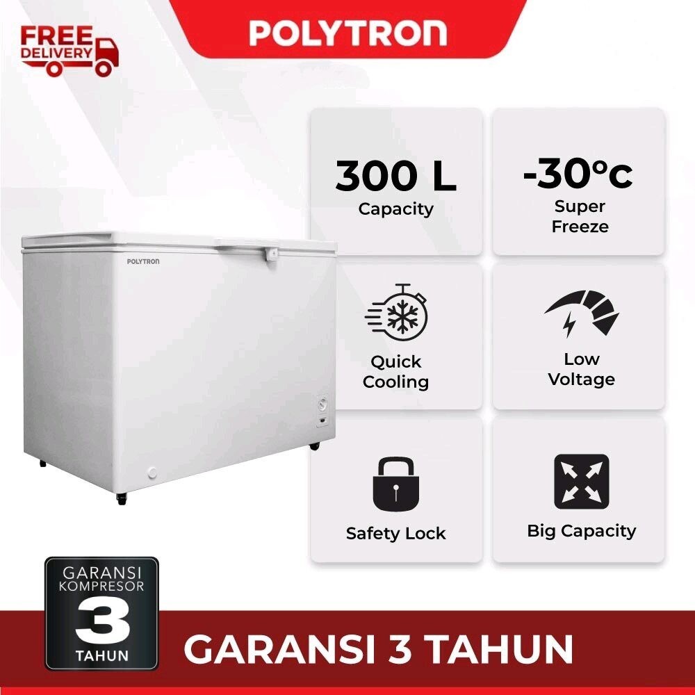 Jual CHEST FREEZER POLYTRON PCF-318 KAPASITAS 300 LITER || PCF318 PCF ...