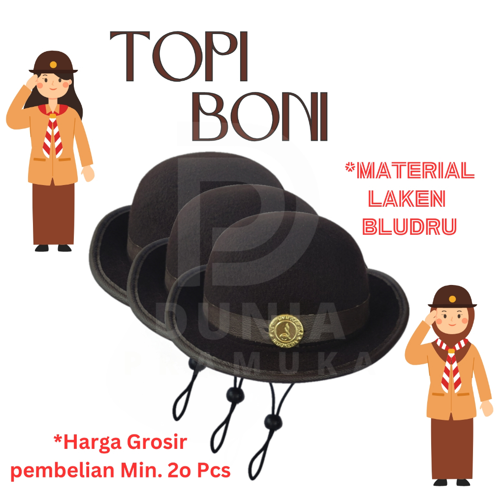 Jual Topi Boni Pramuka / Topi Boni Laken SD SMP SMA Perempuan ...