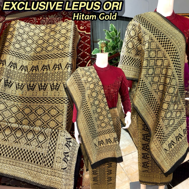 Jual Exclusive Songket Lepus ORI Hitam Gold Gradiasi Berlian /Lepus Gebeng warna ORI /songket ...