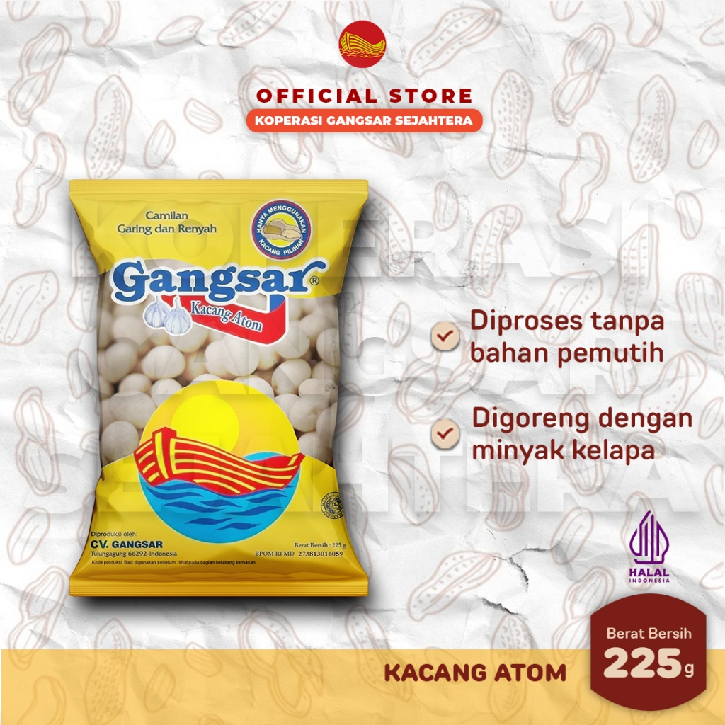 Jual KACANG ATOM SHANGHAI GANGSAR HIGH CLASS 225gr | Shopee Indonesia