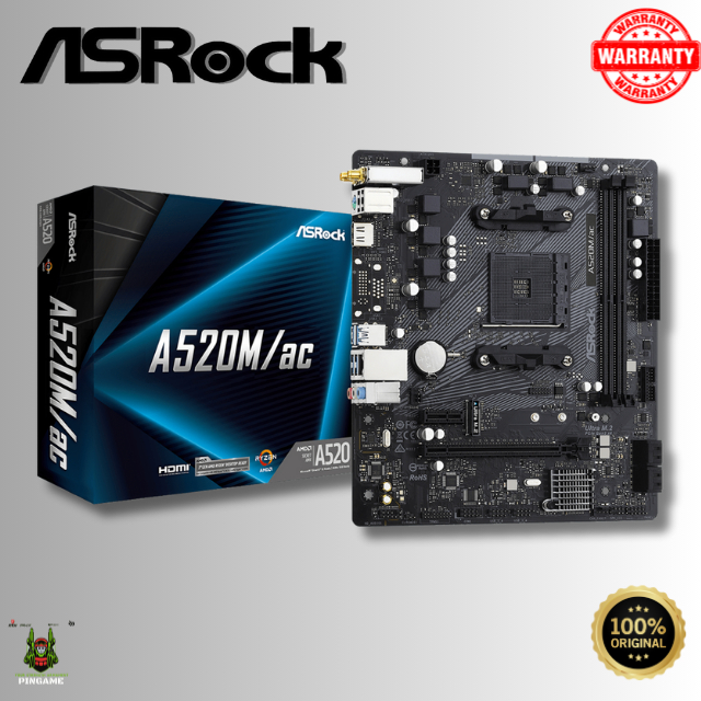 Jual ASROCK MOTHERBOARD A520M/AC | AM4 DDR4 MATX WIFI | Shopee Indonesia