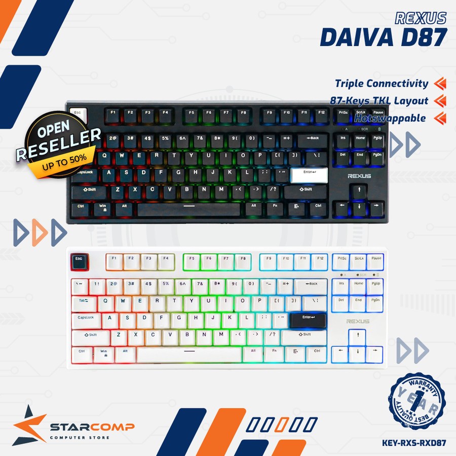 Jual Rexus Daiva D87 TKL Wireless 3in1 Connection D-87 Gaming Keyboard | Shopee Indonesia