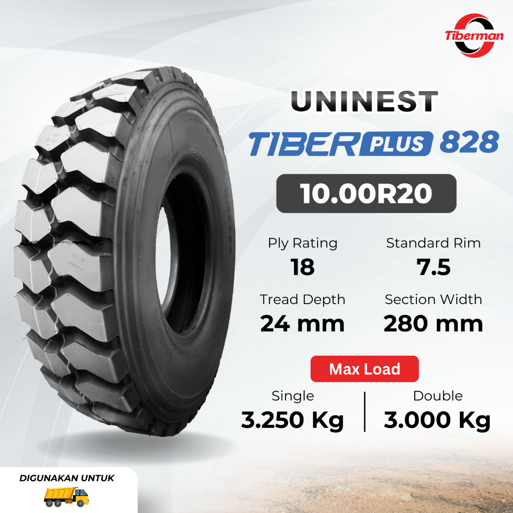 Jual Ban Truk Uninest 1000R20 18PR Tiberplus 828 | Shopee Indonesia