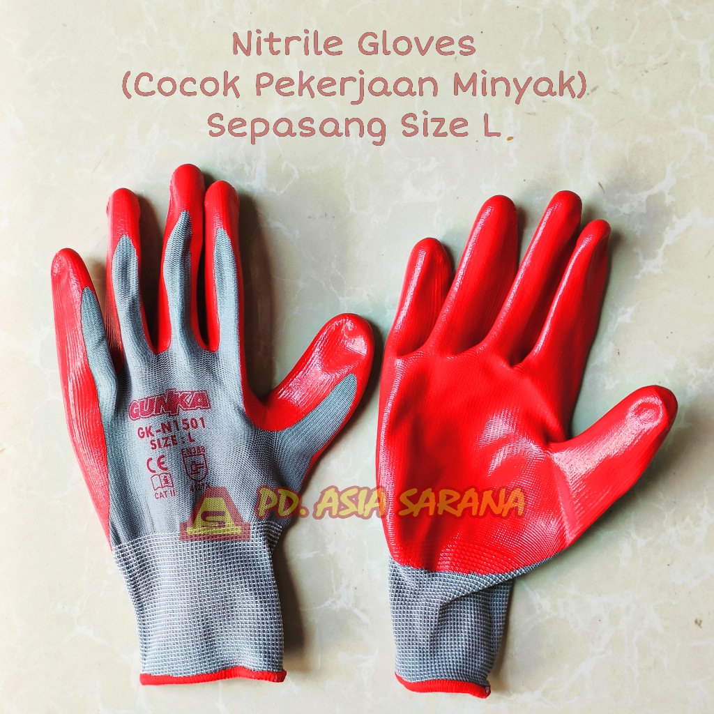 Jual Sarung Tangan Safety Kerja GUNKA GK-N1501 Mechanical Nylon Nitrile ...
