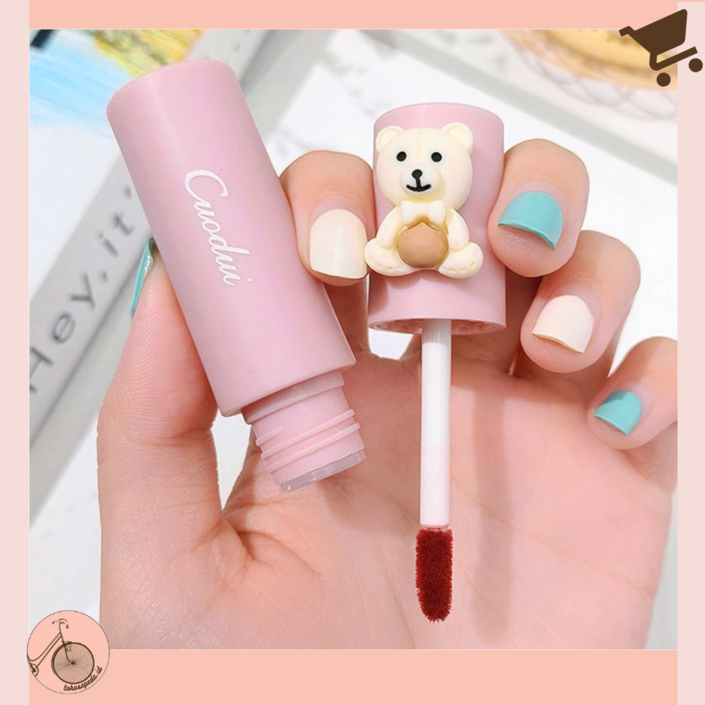 Jual CUODUI Lipstik Matte Velvet Mist Lip Cream Beruang Lucu Lip Mud Nude Color Long Lasting ...