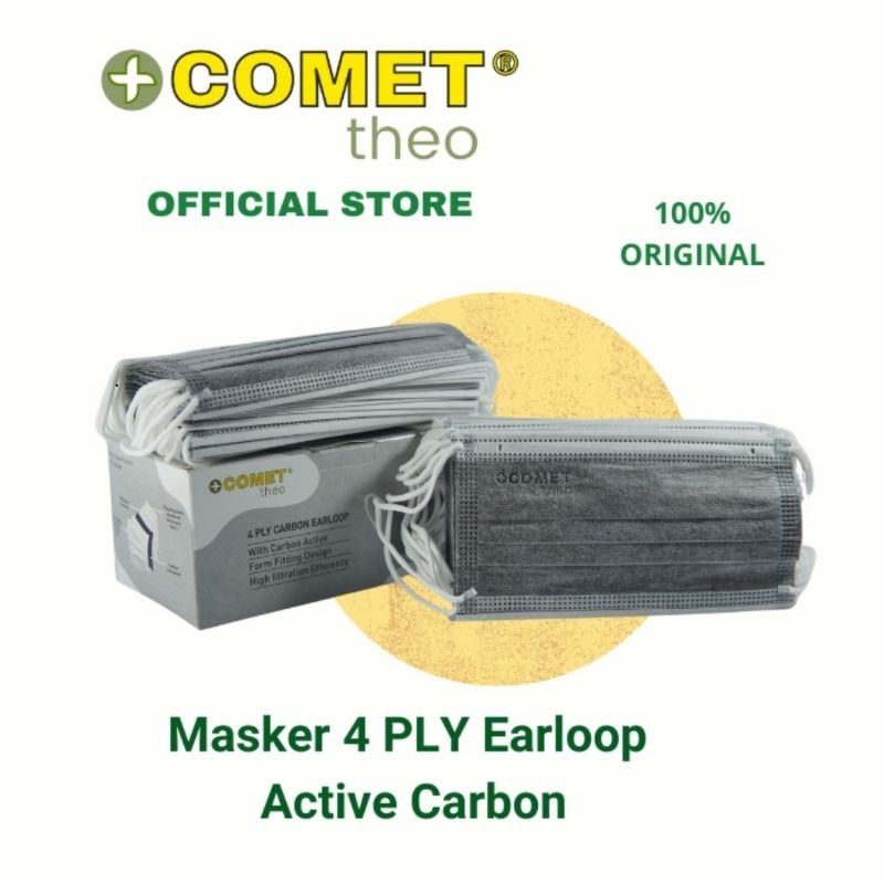 Jual Masker COMET Theo 4Ply Carbon Active Earloop Tali Karet | Shopee ...
