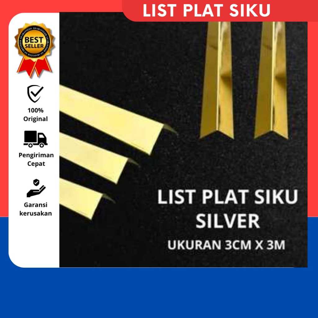Jual LIST SIKU PLAT GOLD & SILVER ukuran 3x3 dan 2x2 panjang 3Meter ...