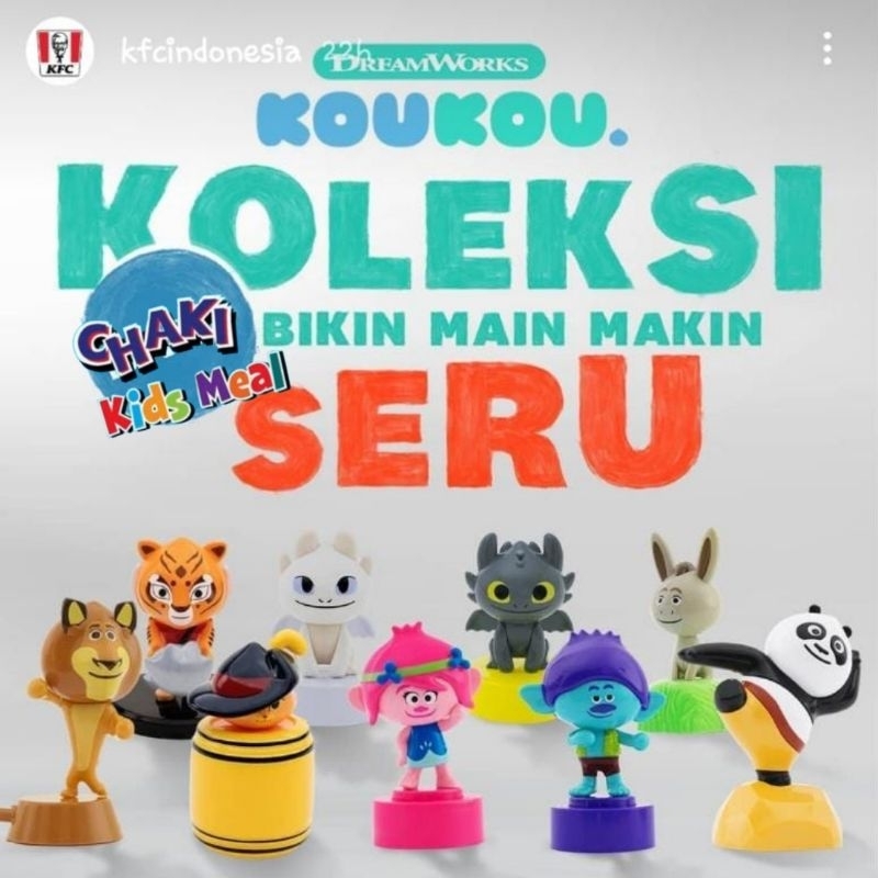 Jual Set DreamWorks KOUKOU Chaki Kids Meal KFC Kungfu Panda Trolls ...
