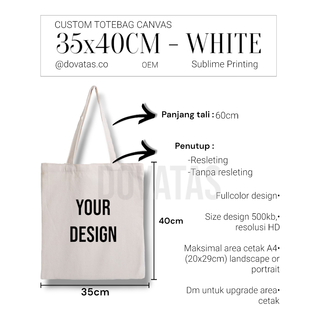 Jual DT - Tote bag Canvas CUSTOM / Totebag Canvas Harga Grosir / 1 hari ...