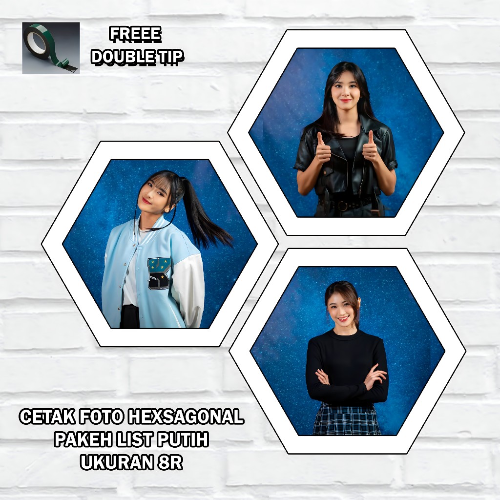Jual CETAK FOTO HEXSAGONAL LIST PUTIH | Shopee Indonesia