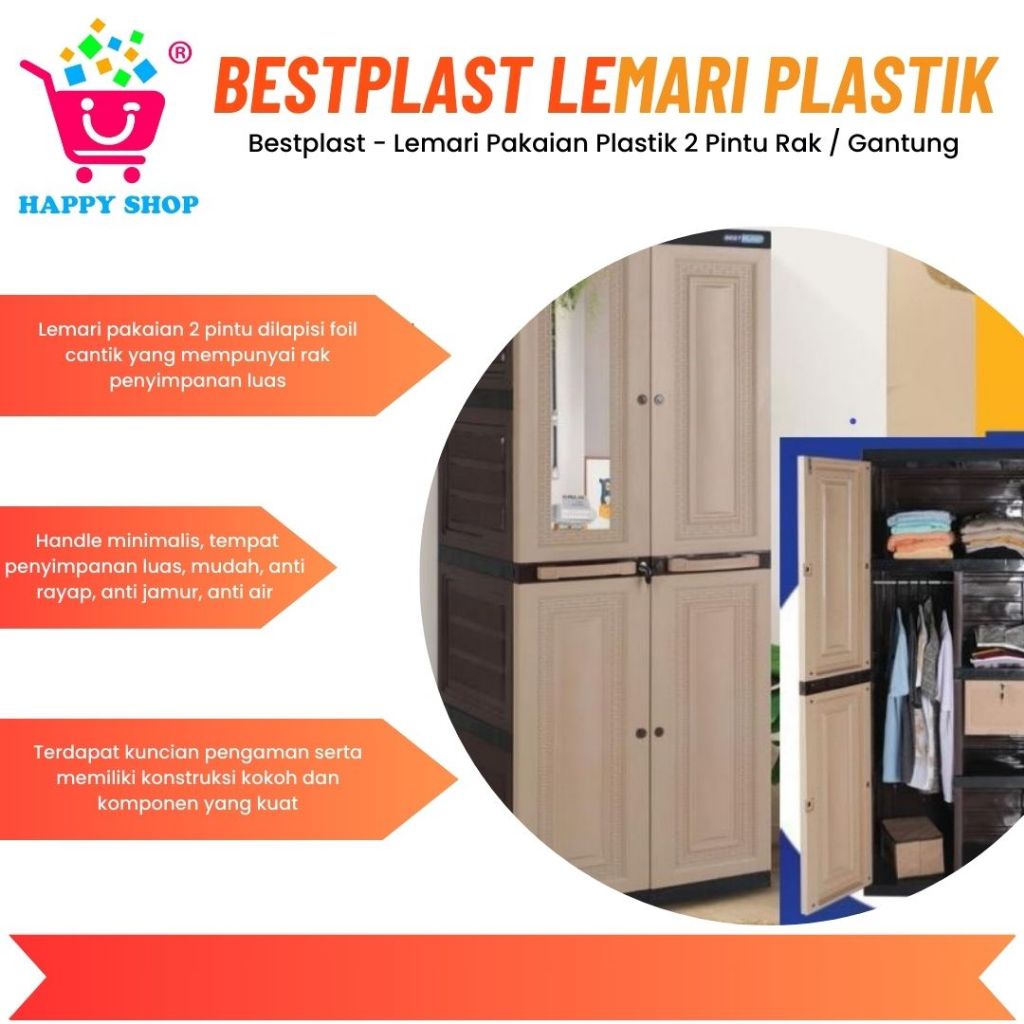 Jual Bestplast - Lemari Pakaian Plastik 2 Pintu Rak / Gantung | Shopee ...