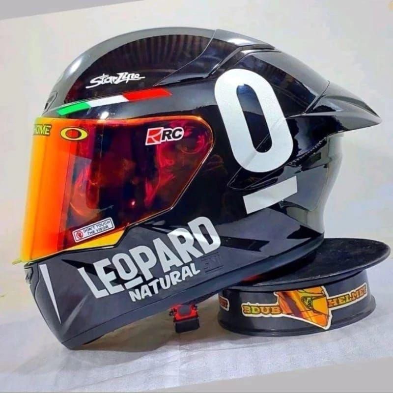 Jual HELM MLA FULL PACE STIKER LEOPARD KACA IRIDIUM | Shopee Indonesia