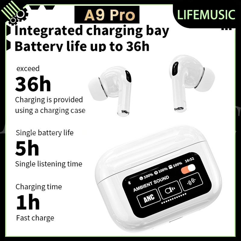 Jual 【COD】Earphone Bluetooth A9 Pro terbaru 2024 layar, earbuds True ...