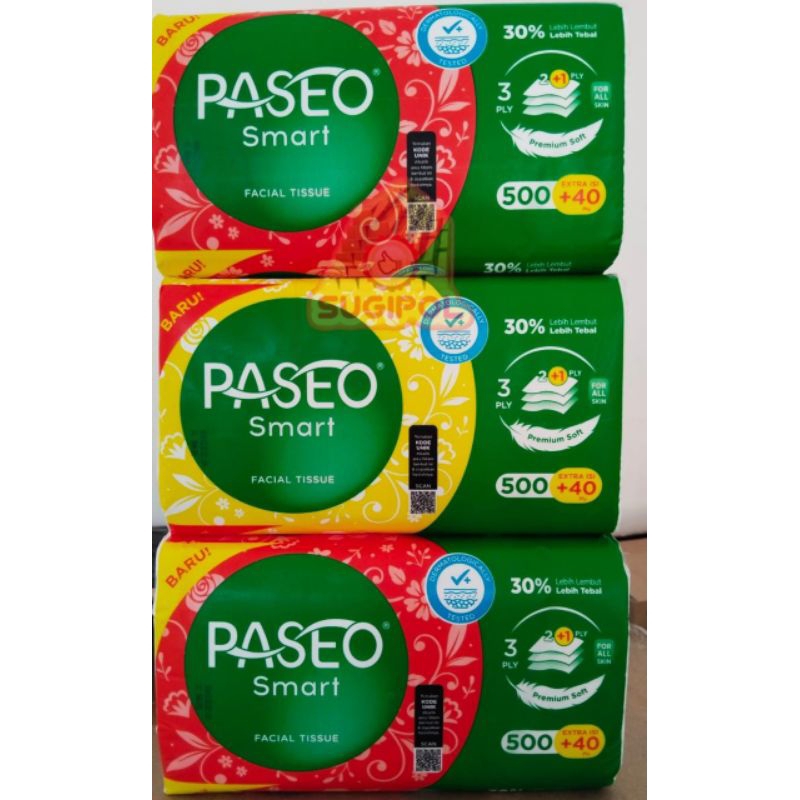 Jual (3pax) PROMO!Tissue Tisu Paseo Smart 540helai Facial 3Ply | Shopee ...