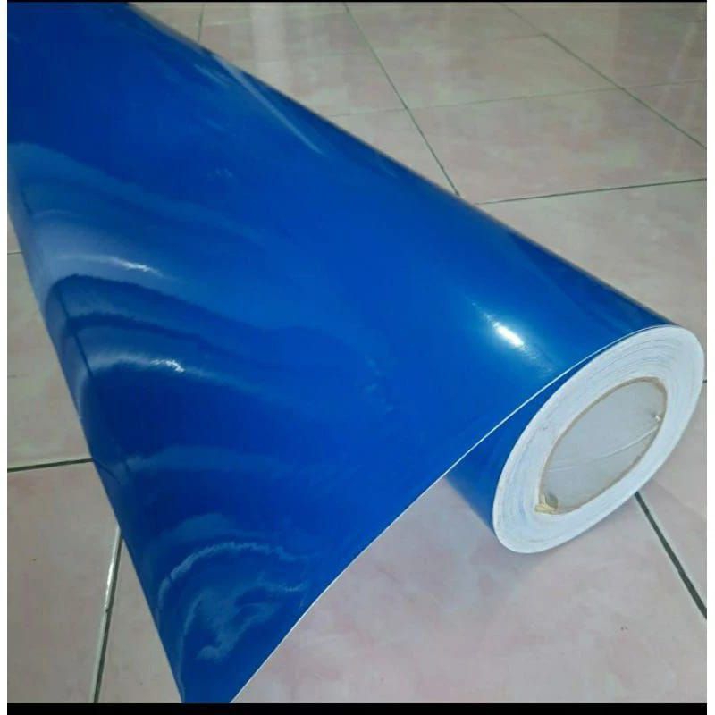 Jual sticker/skotlet biru glossy stiker body motor mobil lebar 45cm ...