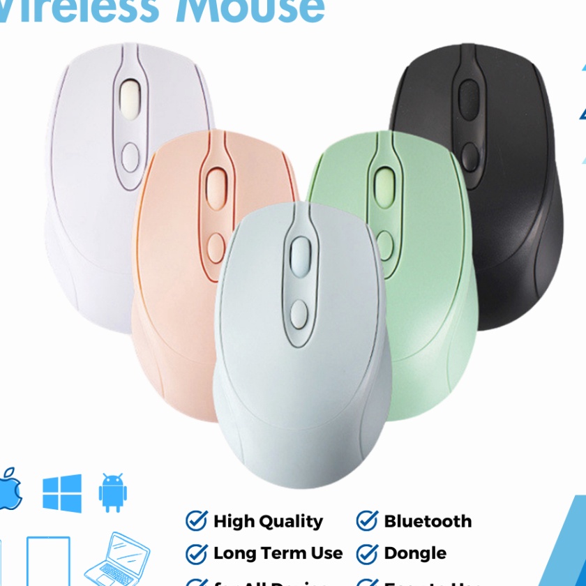 Jual KI3 Mouse Bluetooth Wireless Silent Miniso Mouse Dual Mode ...