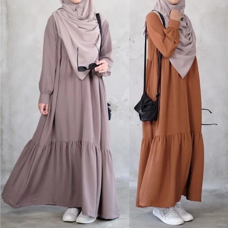 Jual gamis remaja serut susun matt crincle airflow terbaru kekinian ...