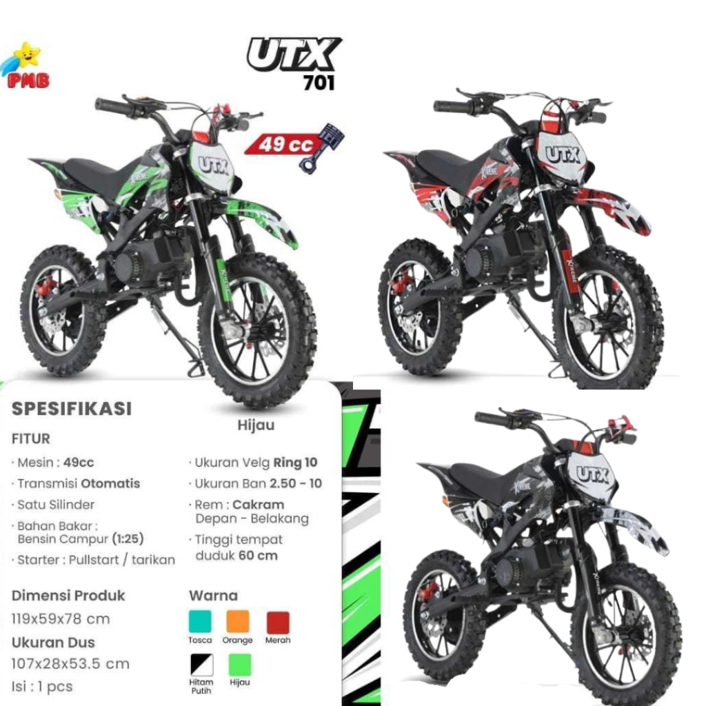 Jual Motor Bensin Trail Mini 49cc PMB UTX 701 Motor Anak | Shopee Indonesia