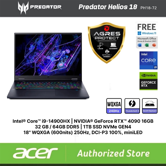 Jual Predator Helios 18 PH18-72-91ET I9 14900HX RTX4090 16GB RAM 32GB ...
