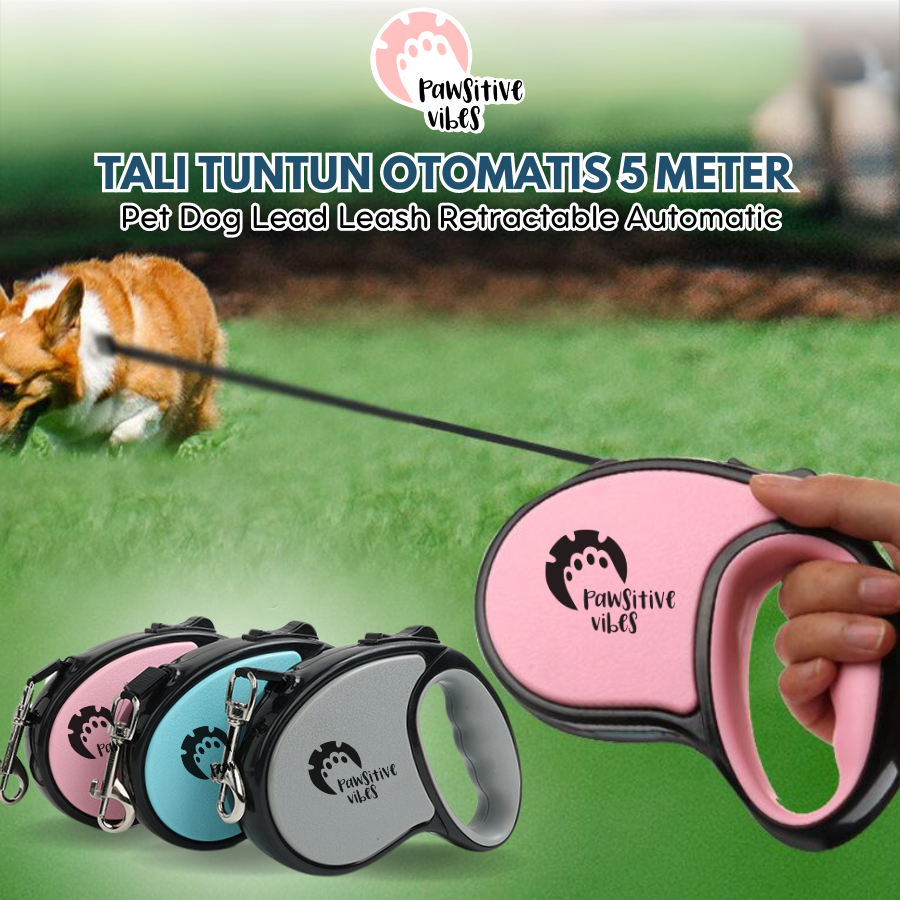 Jual Tali Tuntun Anjing Kucing Otomatis 5 Meter - Pet Dog Lead Leash ...