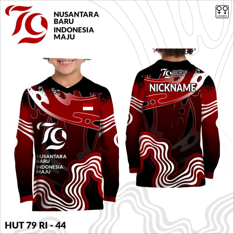 Jual jersey anak HUT Kemerdekaan RI ke79 baju kaos lengan panjang HUT Republik Indonesia ...