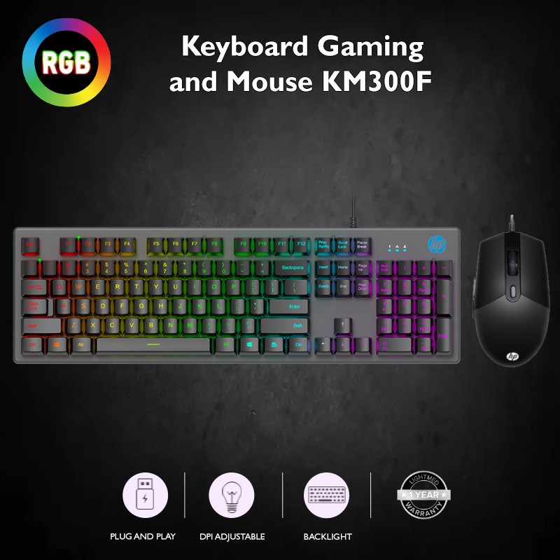 Jual Gaming Keyboard + Mouse Combo HP KM300F , Combo Keyboard Mouse ...
