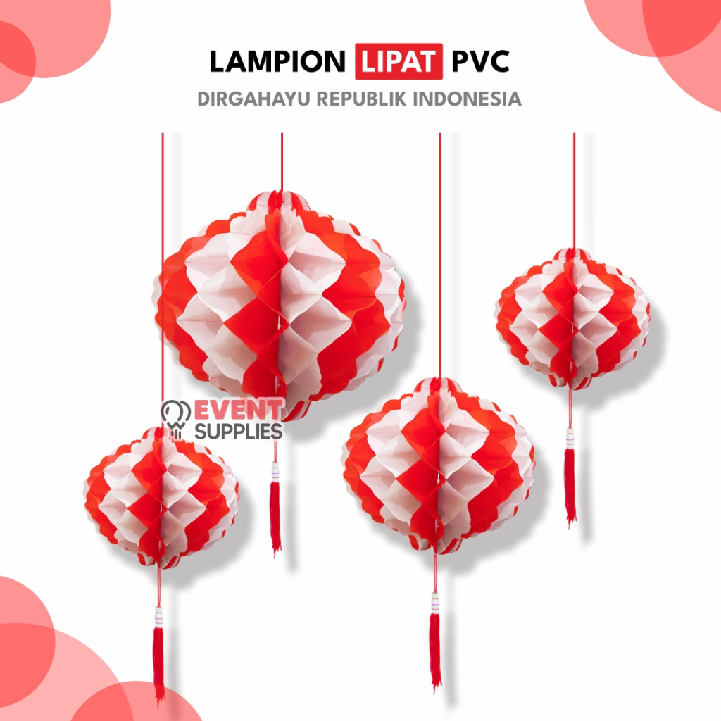 Jual Lampion Tawon Lipat Merah Putih PVC Honeycomb / Hiasan 17 Agustus ...