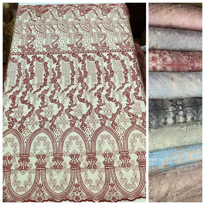 Jual Kain Tile bordir Bunga ethnic bahan Tulle bunga Tille bordir ...