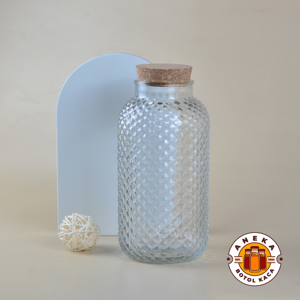 Jual Botol Kaca 1000ml Wadah Makanan Vas Bunga Dekorasi Meja Ala Italy ...