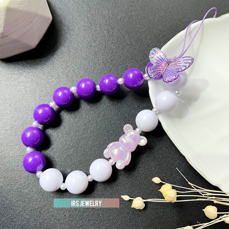 Jual Phone Strap Beads Ungu Series/ Tali Lanyard Handphone Manik Pita ...