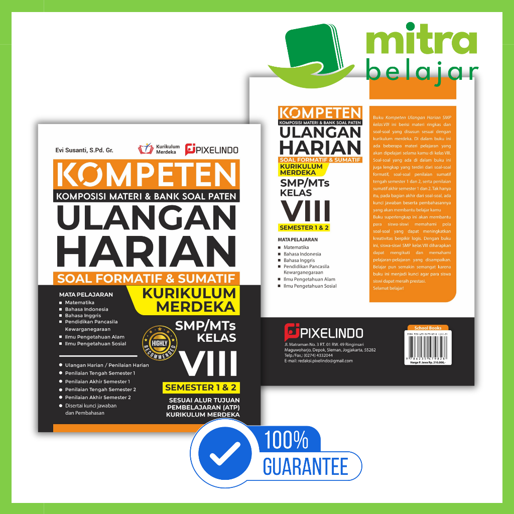 Jual Buku Pelajaran SMP MTS Belajar Kompeten Ulangan Harian Kurikulum ...