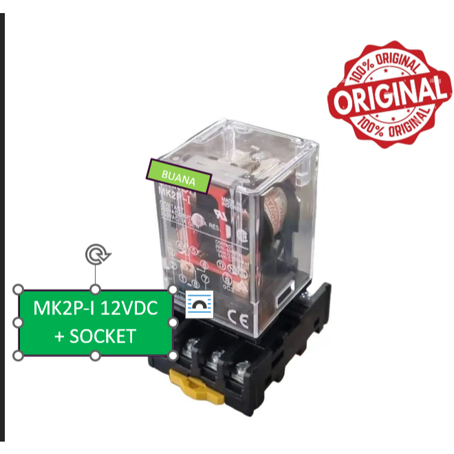 Jual SET RELAY MK2P-I 12VDC + SOCKET / MK2P 12VDC 8 PIN | Shopee Indonesia