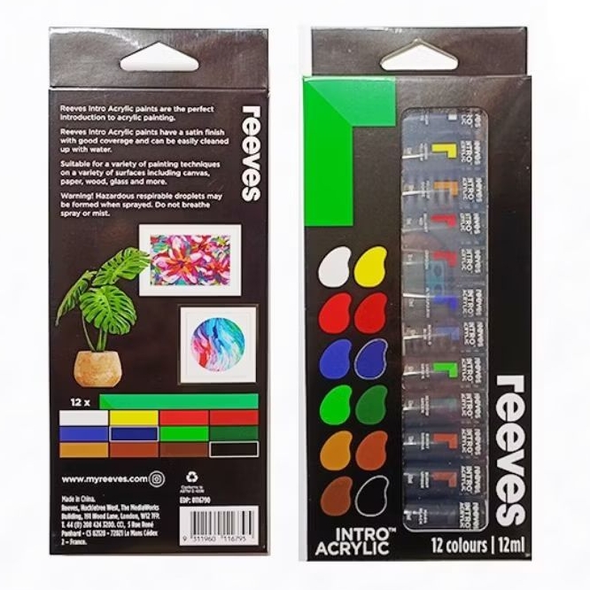 Jual Cat Akrilik Reeves Intro Acrylic Paint Primary Set 12 x 12ml ...