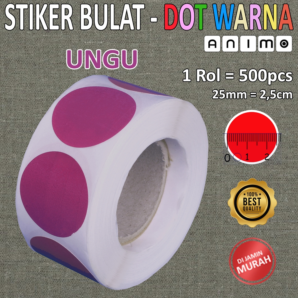 Jual Stiker Bulat Warna - COLOR DOT STICKERS - ROL 25 MM = 2,5 CM ...